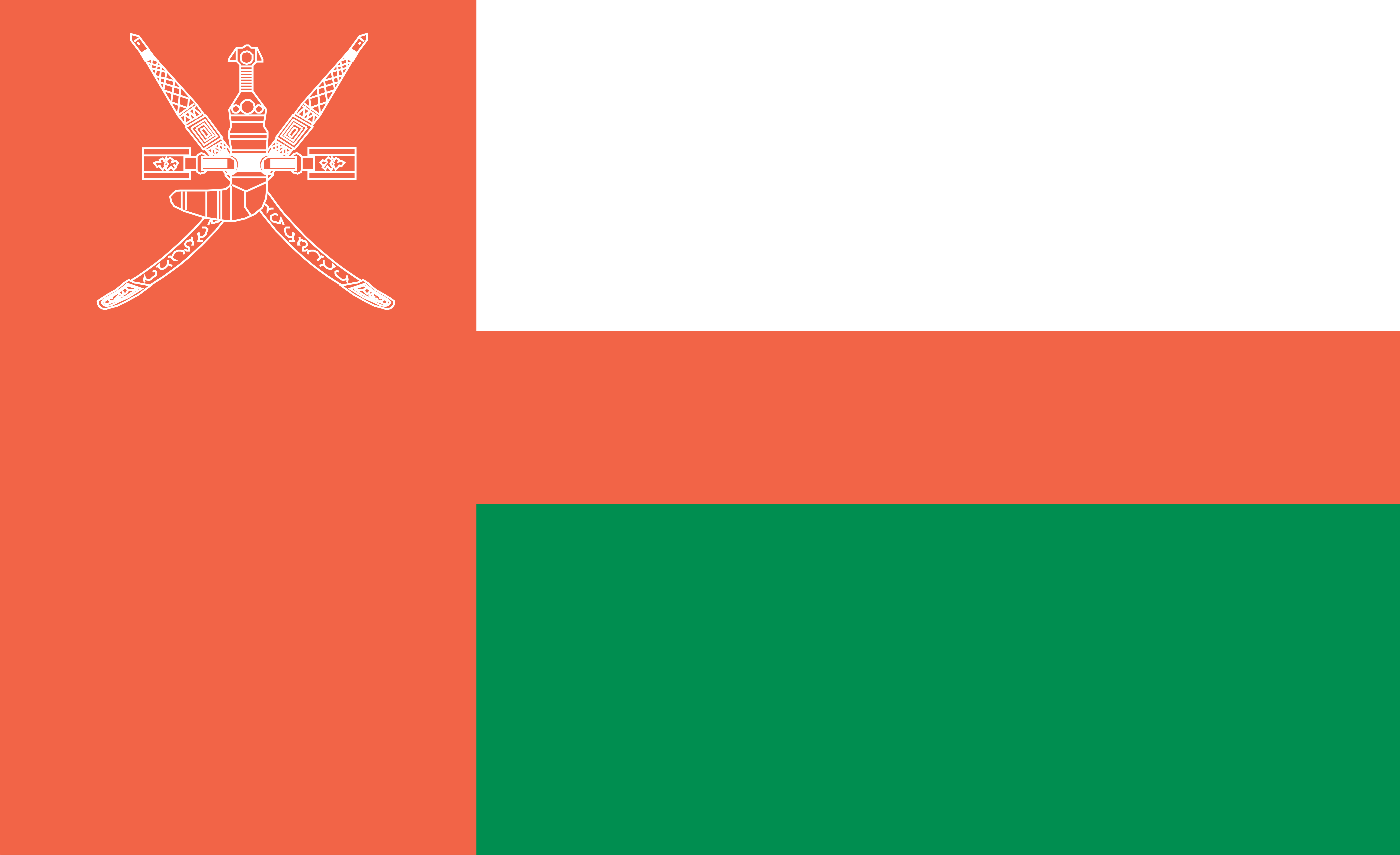 Oman Flagge – Nationalflagge in Weiß, Rot und Grün – Flaggenshop Sylt